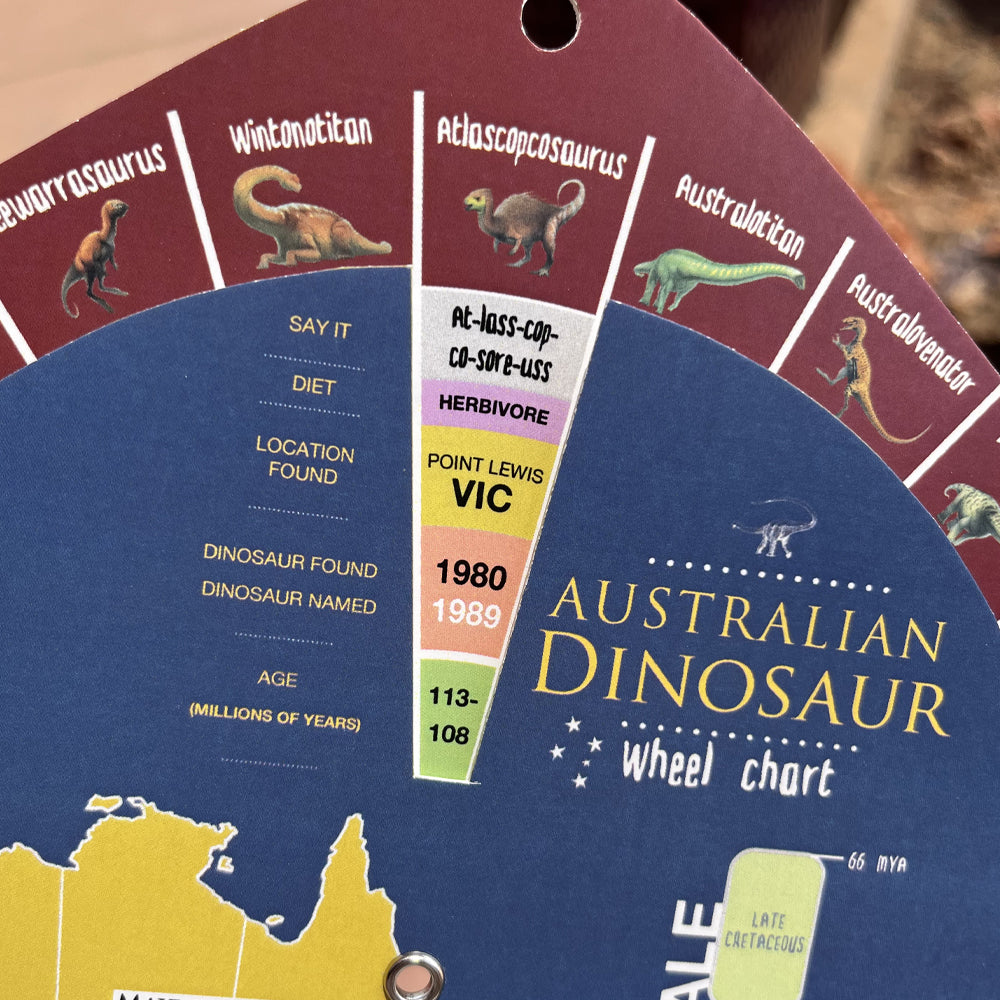 Australian Dinosaur wheel chart – Australian Age of Dinosaurs Museum Shop
